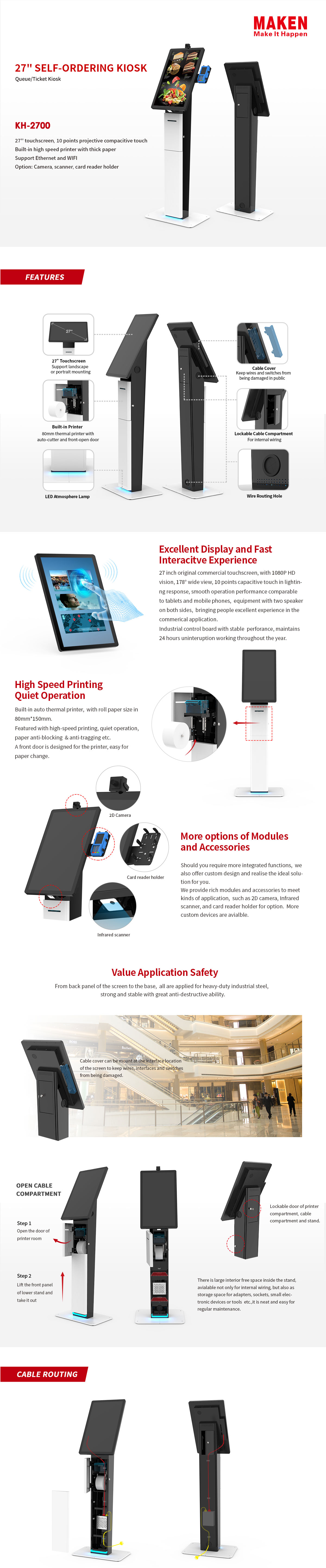 Maken - 27 inch Self-Ordering Kiosk KH-2700